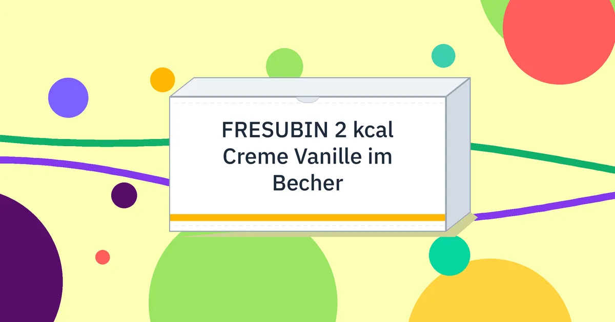 Symbolbild: Packung mit der Aufschrift FRESUBIN 2 kcal Creme Vanille im Becher (PZN 11590772) – Verfügbarkeit und Bezug in Apotheken in Frankfurt am Main