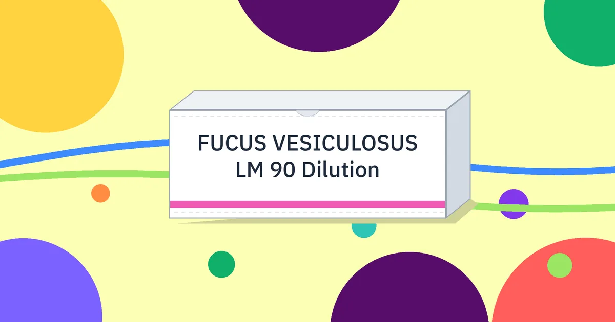 Symbolbild: Packung mit der Aufschrift FUCUS VESICULOSUS LM 90 Dilution (PZN 13493228) – Verfügbarkeit und Bezug in Apotheken in Frankfurt am Main