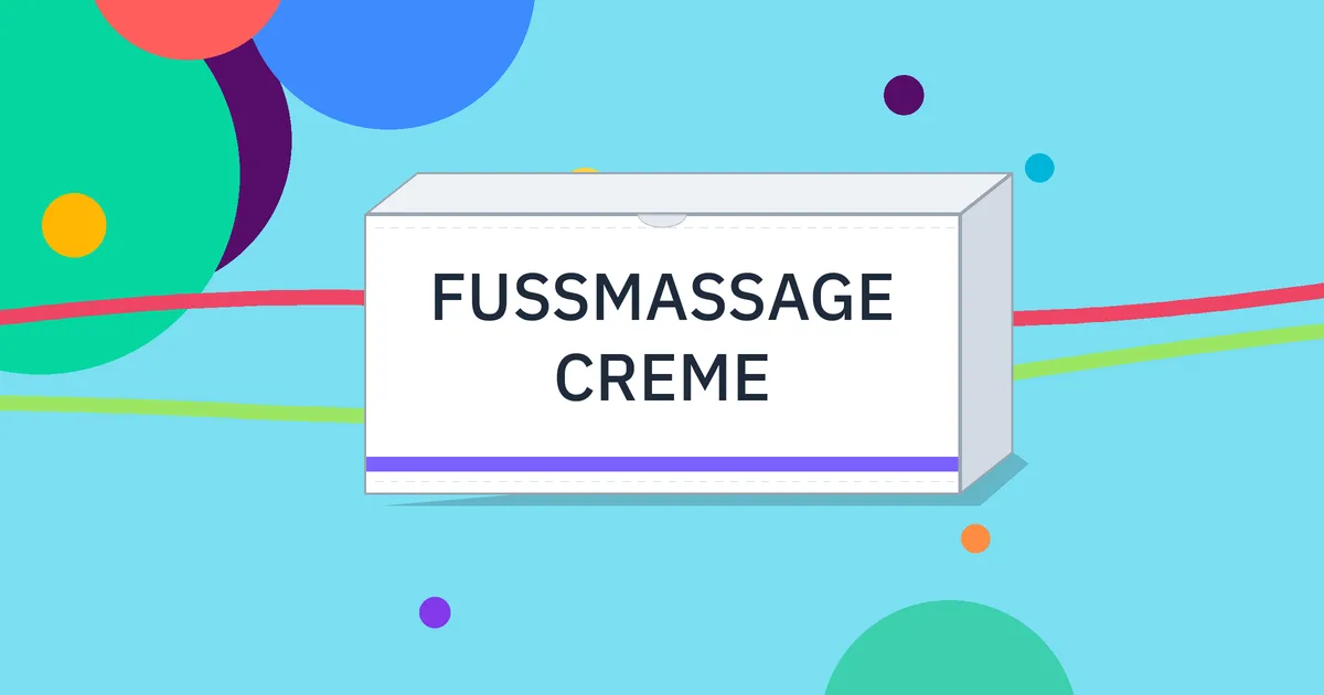 Symbolbild: Packung mit der Aufschrift FUSSMASSAGE CREME (PZN 04708960) – Verfügbarkeit und Bezug in Apotheken in Frankfurt am Main