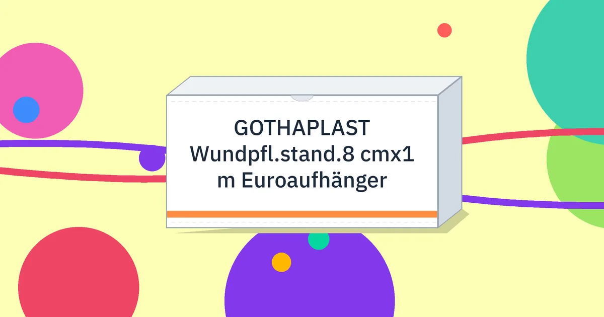 Symbolbild: Packung mit der Aufschrift GOTHAPLAST Wundpfl.stand.8 cmx1 m Euroaufhänger (PZN 04092134) – Verfügbarkeit und Bezug in Apotheken in Frankfurt am Main