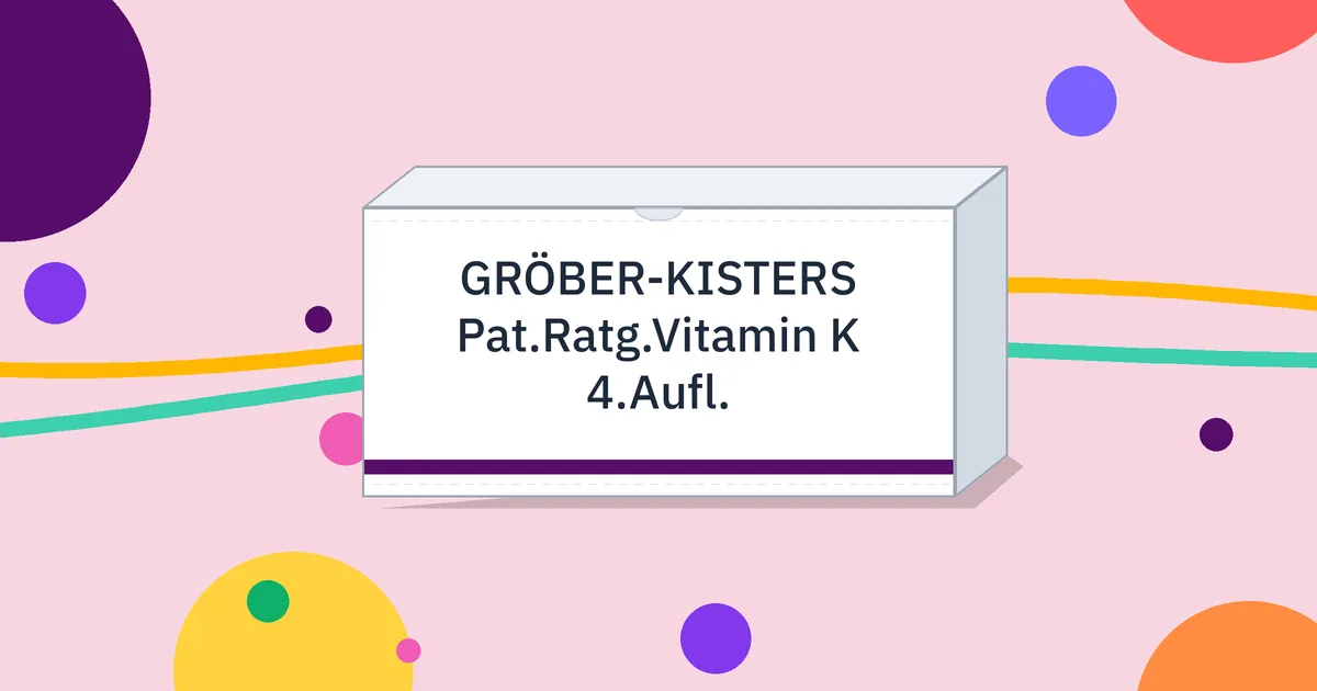 Symbolbild: Packung mit der Aufschrift GRÖBER-KISTERS Pat.Ratg.Vitamin K 4.Aufl. (PZN 16507103) – Verfügbarkeit und Bezug in Apotheken in Frankfurt am Main