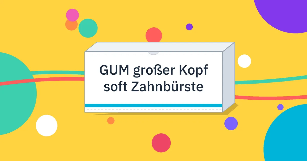 Symbolbild: Packung mit der Aufschrift GUM großer Kopf soft Zahnbürste (PZN 04549881) – Verfügbarkeit und Bezug in Apotheken in Frankfurt am Main