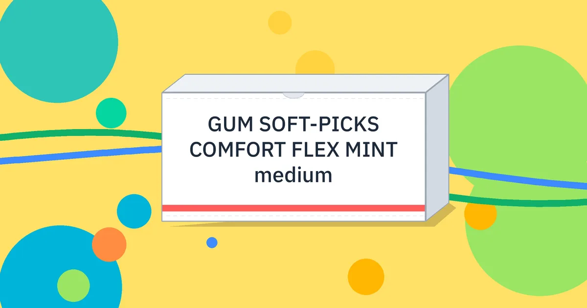 Symbolbild: Packung mit der Aufschrift GUM SOFT-PICKS COMFORT FLEX MINT medium (PZN 15738579) – Verfügbarkeit und Bezug in Apotheken in Frankfurt am Main