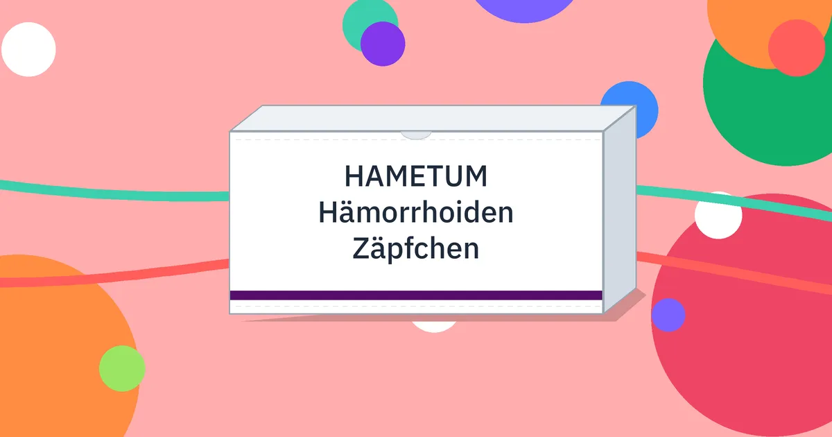 Symbolbild: Packung mit der Aufschrift HAMETUM Hämorrhoiden Zäpfchen (PZN 07619493) – Verfügbarkeit und Bezug in Apotheken in Frankfurt am Main