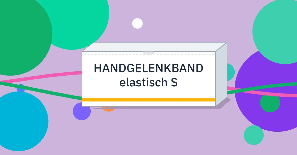 Symbolbild: Packung mit der Aufschrift HANDGELENKBAND elastisch S (PZN 19070026) – Verfügbarkeit und Bezug in Apotheken in Frankfurt am Main