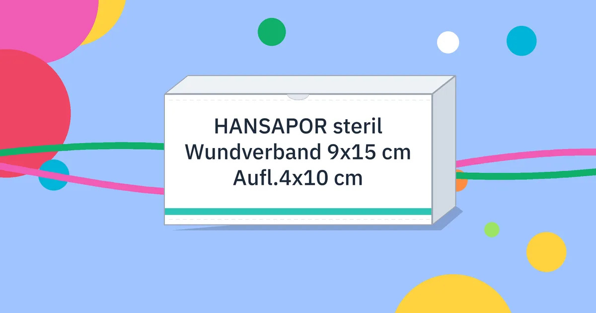 Symbolbild: Packung mit der Aufschrift HANSAPOR steril Wundverband 9x15 cm Aufl.4x10 cm (PZN 13920699) – Verfügbarkeit und Bezug in Apotheken in Frankfurt am Main