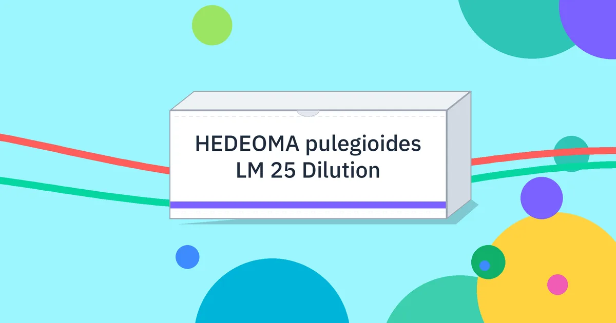 Symbolbild: Packung mit der Aufschrift HEDEOMA pulegioides LM 25 Dilution (PZN 13551345) – Verfügbarkeit und Bezug in Apotheken in Frankfurt am Main
