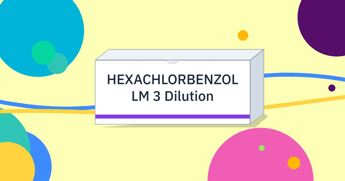 Symbolbild: Packung mit der Aufschrift HEXACHLORBENZOL LM 3 Dilution (PZN 12888700) – Verfügbarkeit und Bezug in Apotheken in Frankfurt am Main