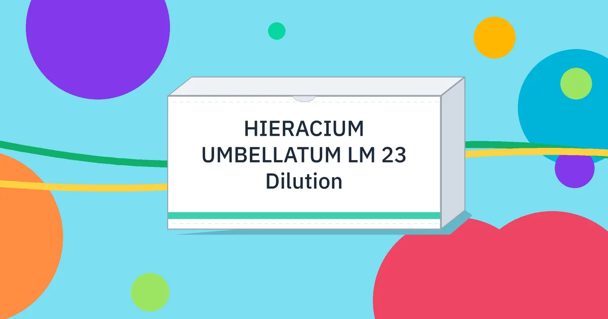 Symbolbild: Packung mit der Aufschrift HIERACIUM UMBELLATUM LM 23 Dilution (PZN 13554065) – Verfügbarkeit und Bezug in Apotheken in Frankfurt am Main