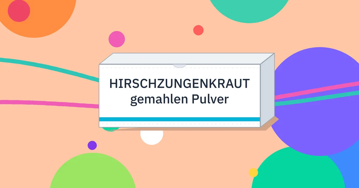 Symbolbild: Packung mit der Aufschrift HIRSCHZUNGENKRAUT gemahlen Pulver (PZN 16325419) – Verfügbarkeit und Bezug in Apotheken in Frankfurt am Main