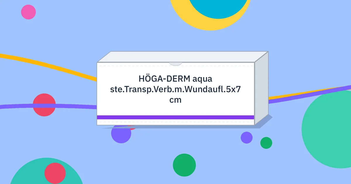 Symbolbild: Packung mit der Aufschrift HÖGA-DERM aqua ste.Transp.Verb.m.Wundaufl.5x7 cm (PZN 03686908) – Verfügbarkeit und Bezug in Apotheken in Frankfurt am Main