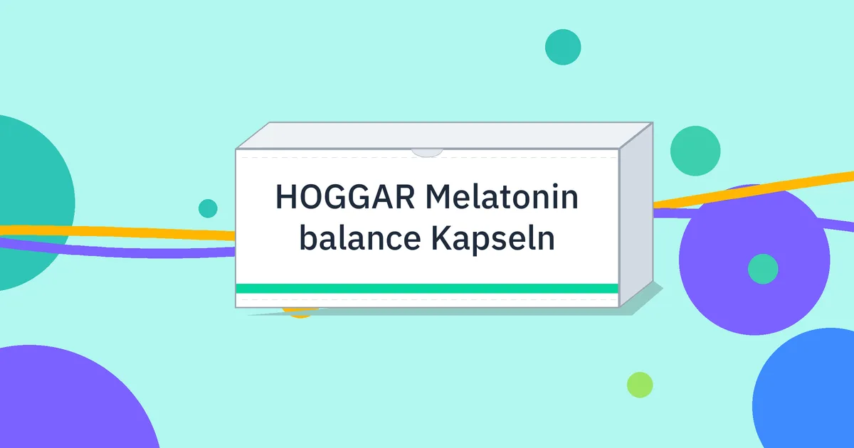 Symbolbild: Packung mit der Aufschrift HOGGAR Melatonin balance Kapseln (PZN 17877569) – Verfügbarkeit und Bezug in Apotheken in Frankfurt am Main