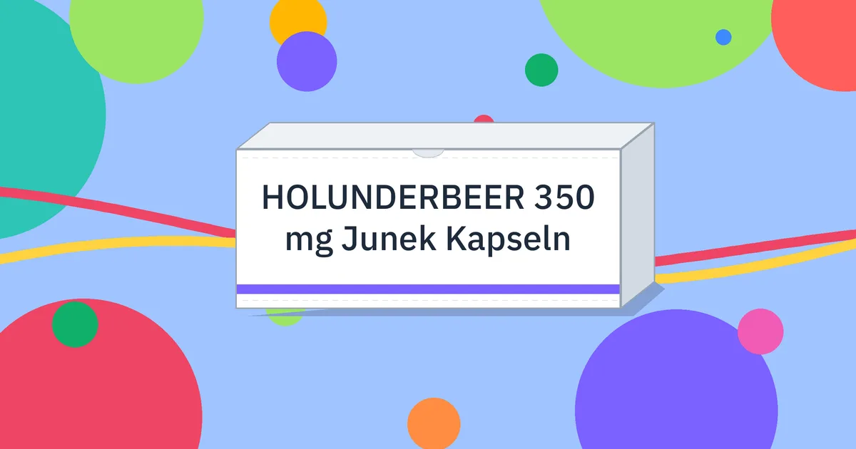 Symbolbild: Packung mit der Aufschrift HOLUNDERBEER 350 mg Junek Kapseln (PZN 10052357) – Verfügbarkeit und Bezug in Apotheken in Frankfurt am Main