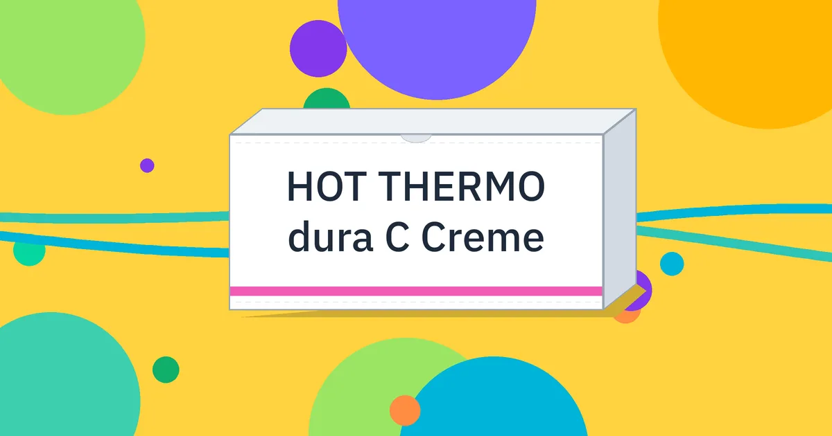 Symbolbild: Packung mit der Aufschrift HOT THERMO dura C Creme (PZN 01001094) – Verfügbarkeit und Bezug in Apotheken in Frankfurt am Main