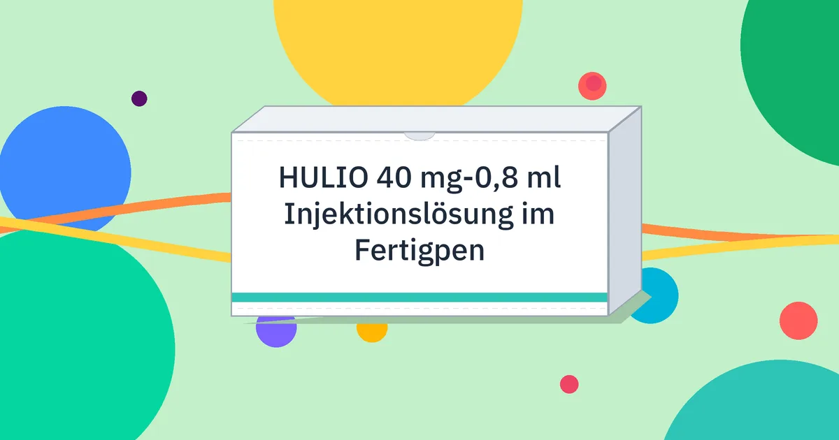 Symbolbild: Packung mit der Aufschrift HULIO 40 mg-0,8 ml Injektionslösung im Fertigpen (PZN 15530057) – Verfügbarkeit und Bezug in Apotheken in Frankfurt am Main