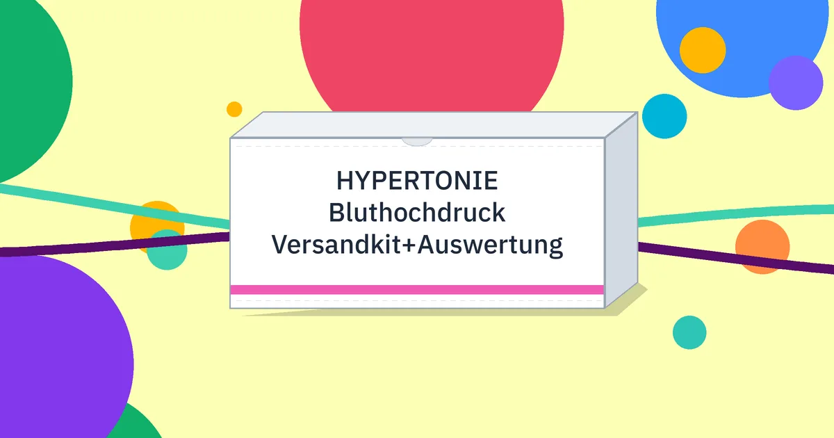 Symbolbild: Packung mit der Aufschrift HYPERTONIE Bluthochdruck Versandkit+Auswertung (PZN 16740035) – Verfügbarkeit und Bezug in Apotheken in Frankfurt am Main