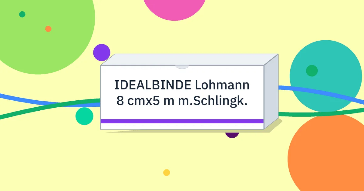 Symbolbild: Packung mit der Aufschrift IDEALBINDE Lohmann 8 cmx5 m m.Schlingk. (PZN 15998731) – Verfügbarkeit und Bezug in Apotheken in Frankfurt am Main