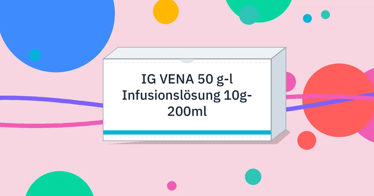 Symbolbild: Packung mit der Aufschrift IG VENA 50 g-l Infusionslösung 10g-200ml (PZN 16680480) – Verfügbarkeit und Bezug in Apotheken in Frankfurt am Main