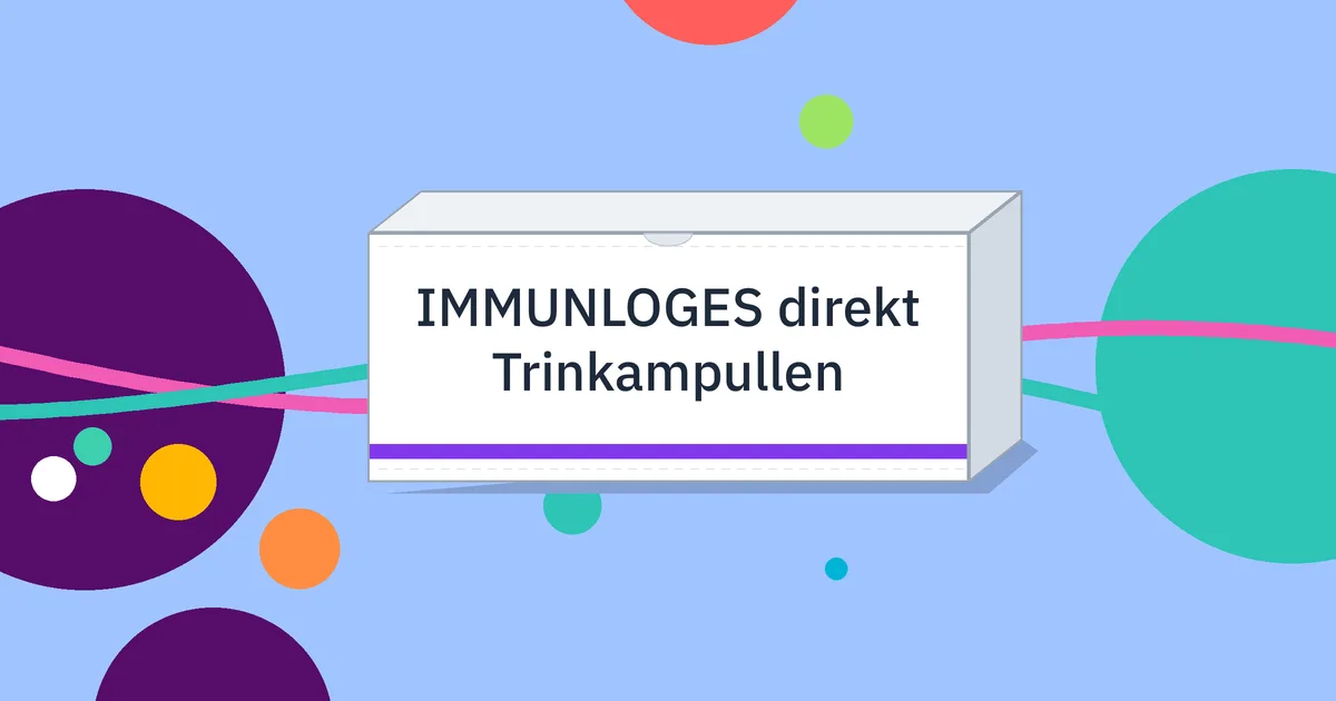 Symbolbild: Packung mit der Aufschrift IMMUNLOGES direkt Trinkampullen (PZN 19927604) – Verfügbarkeit und Bezug in Apotheken in Frankfurt am Main
