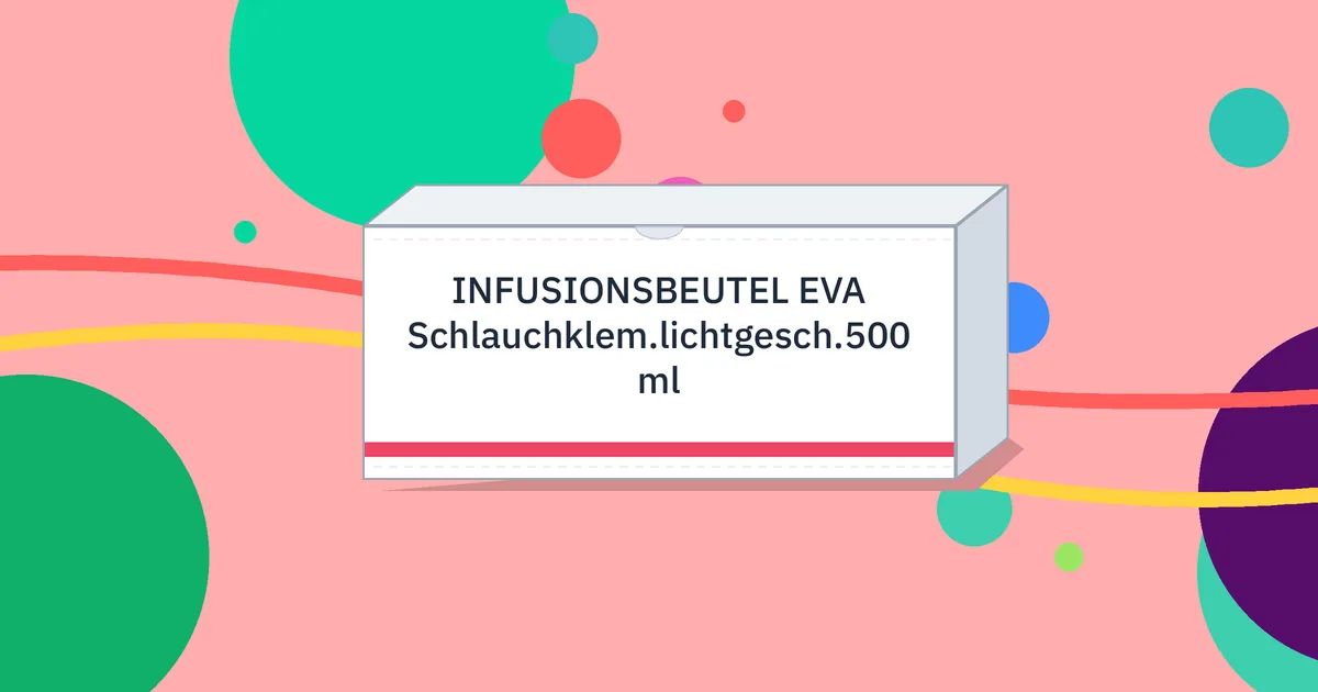 Symbolbild: Packung mit der Aufschrift INFUSIONSBEUTEL EVA Schlauchklem.lichtgesch.500 ml (PZN 16679695) – Verfügbarkeit und Bezug in Apotheken in Frankfurt am Main