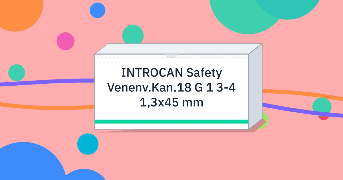 Symbolbild: Packung mit der Aufschrift INTROCAN Safety Venenv.Kan.18 G 1 3-4 1,3x45 mm (PZN 20344842) – Verfügbarkeit und Bezug in Apotheken in Frankfurt am Main