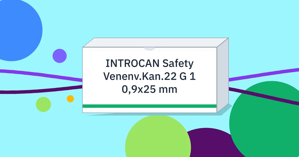 Symbolbild: Packung mit der Aufschrift INTROCAN Safety Venenv.Kan.22 G 1 0,9x25 mm (PZN 20344902) – Verfügbarkeit und Bezug in Apotheken in Frankfurt am Main