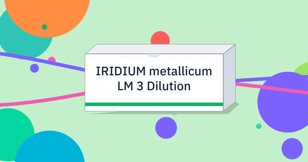 Symbolbild: Packung mit der Aufschrift IRIDIUM metallicum LM 3 Dilution (PZN 12913332) – Verfügbarkeit und Bezug in Apotheken in Frankfurt am Main