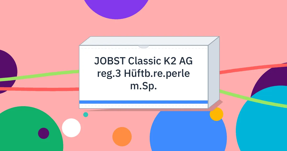 Symbolbild: Packung mit der Aufschrift JOBST Classic K2 AG reg.3 Hüftb.re.perle m.Sp. (PZN 13066992) – Verfügbarkeit und Bezug in Apotheken in Frankfurt am Main