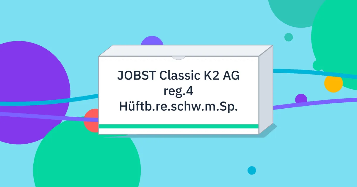 Symbolbild: Packung mit der Aufschrift JOBST Classic K2 AG reg.4 Hüftb.re.schw.m.Sp. (PZN 13067164) – Verfügbarkeit und Bezug in Apotheken in Frankfurt am Main