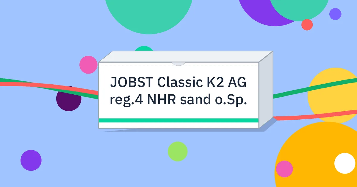 Symbolbild: Packung mit der Aufschrift JOBST Classic K2 AG reg.4 NHR sand o.Sp. (PZN 10727200) – Verfügbarkeit und Bezug in Apotheken in Frankfurt am Main