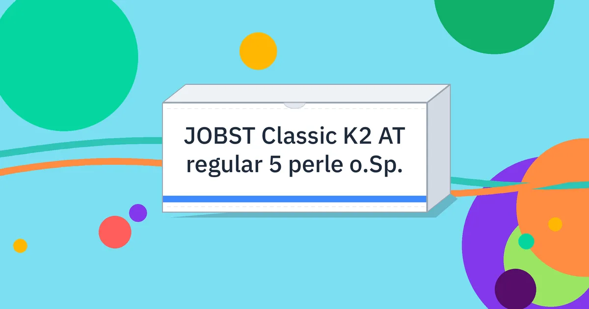 Symbolbild: Packung mit der Aufschrift JOBST Classic K2 AT regular 5 perle o.Sp. (PZN 11275869) – Verfügbarkeit und Bezug in Apotheken in Frankfurt am Main