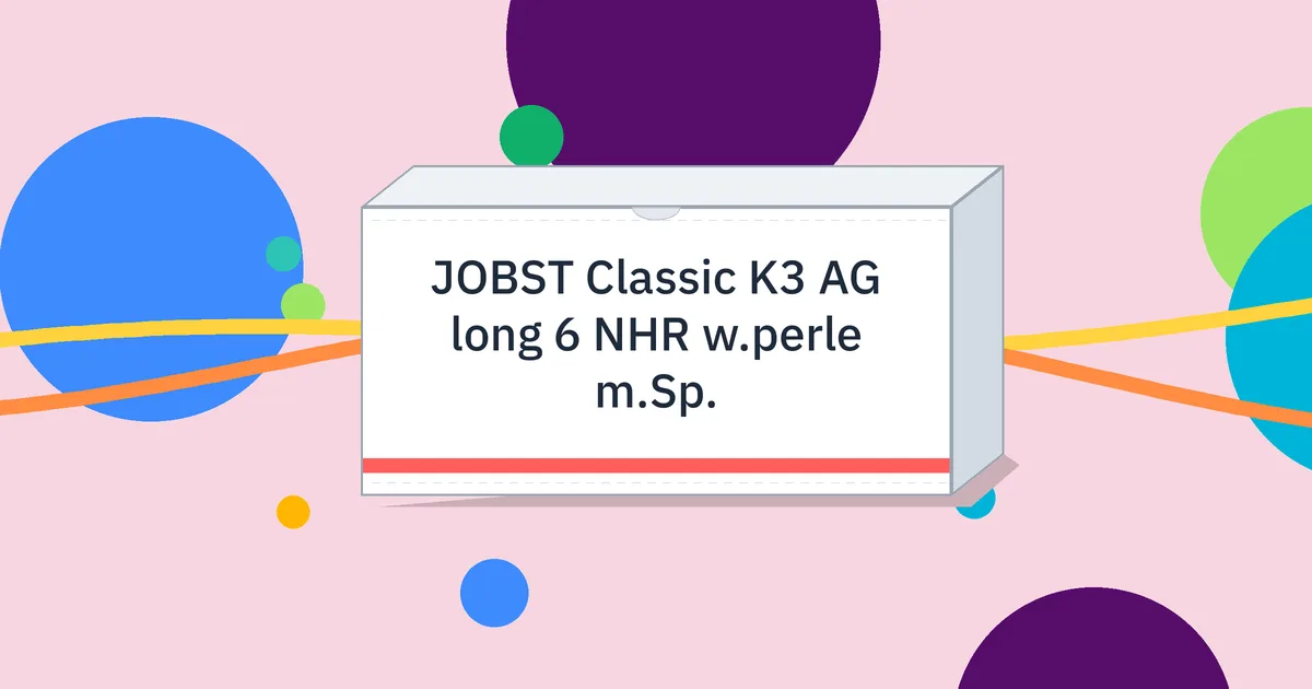 Symbolbild: Packung mit der Aufschrift JOBST Classic K3 AG long 6 NHR w.perle m.Sp. (PZN 13071846) – Verfügbarkeit und Bezug in Apotheken in Frankfurt am Main