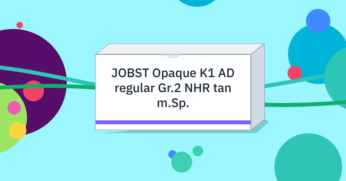 Symbolbild: Packung mit der Aufschrift JOBST Opaque K1 AD regular Gr.2 NHR tan m.Sp. (PZN 16262995) – Verfügbarkeit und Bezug in Apotheken in Frankfurt am Main