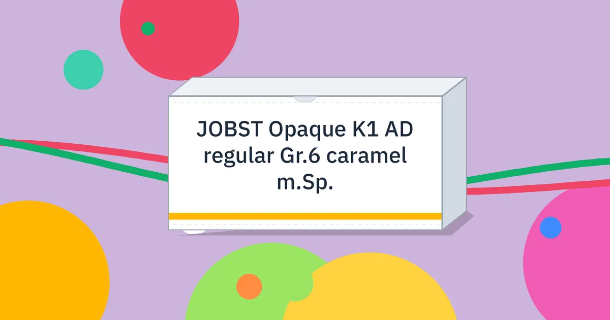 Symbolbild: Packung mit der Aufschrift JOBST Opaque K1 AD regular Gr.6 caramel m.Sp. (PZN 13080934) – Verfügbarkeit und Bezug in Apotheken in Frankfurt am Main