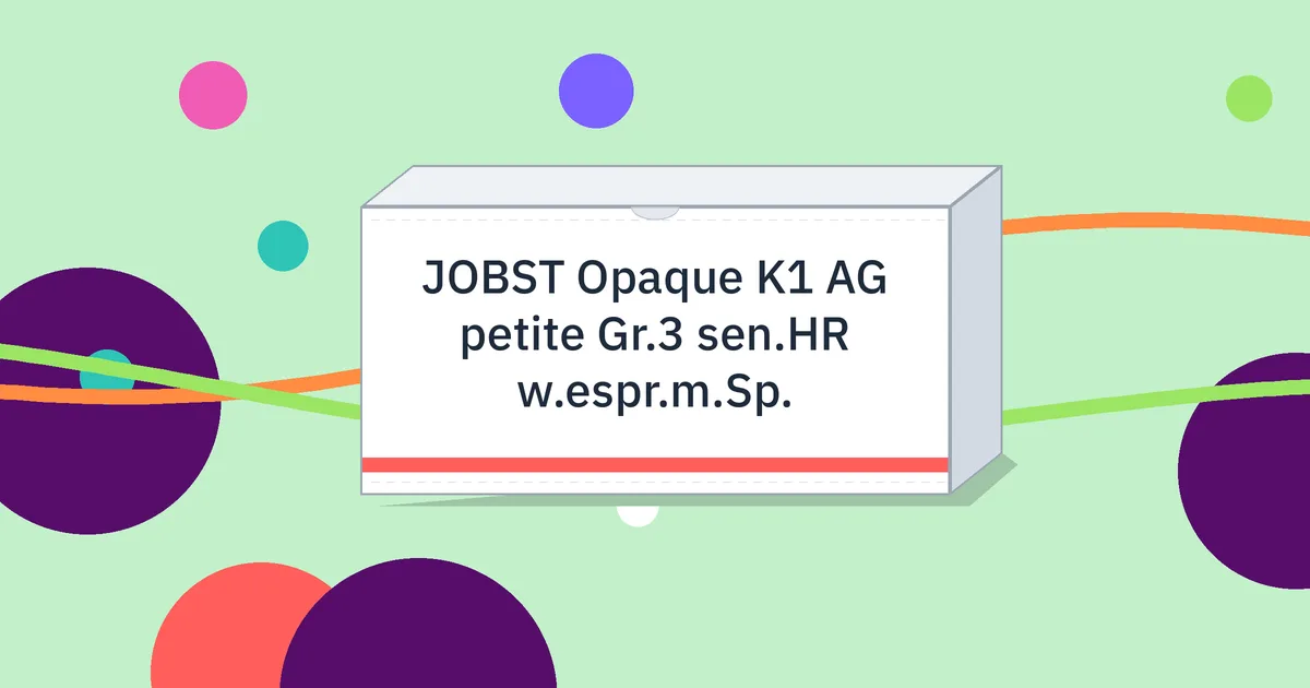 Symbolbild: Packung mit der Aufschrift JOBST Opaque K1 AG petite Gr.3 sen.HR w.espr.m.Sp. (PZN 16271178) – Verfügbarkeit und Bezug in Apotheken in Frankfurt am Main