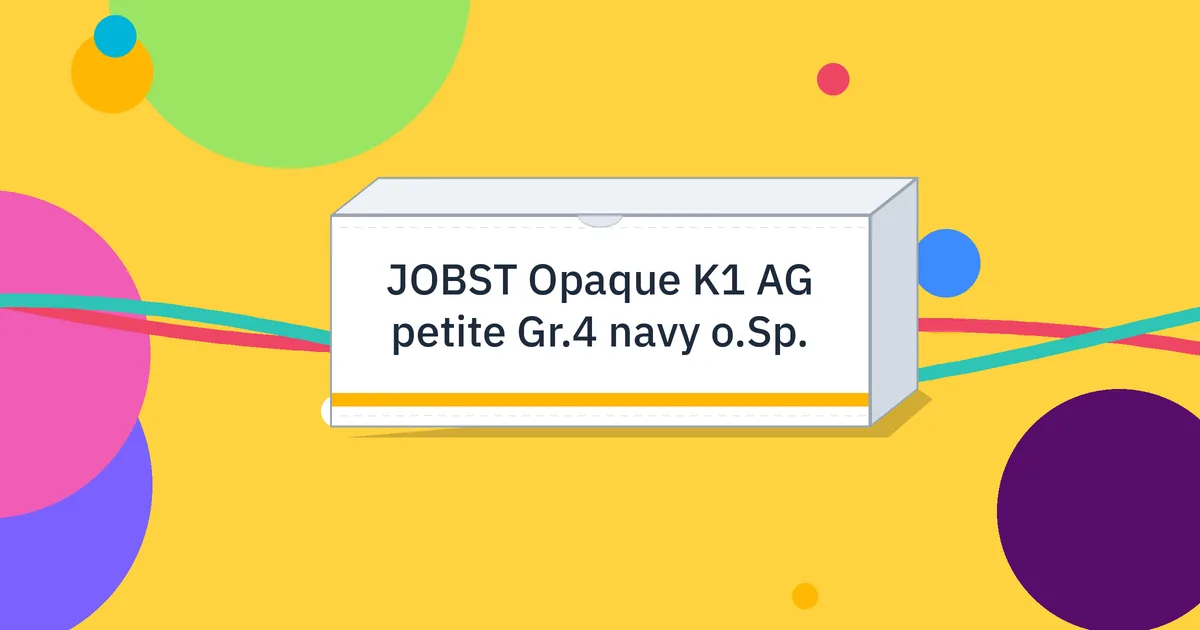 Symbolbild: Packung mit der Aufschrift JOBST Opaque K1 AG petite Gr.4 navy o.Sp. (PZN 13087936) – Verfügbarkeit und Bezug in Apotheken in Frankfurt am Main