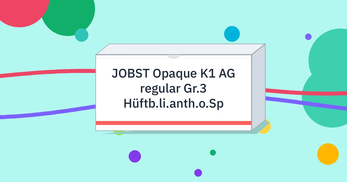 Symbolbild: Packung mit der Aufschrift JOBST Opaque K1 AG regular Gr.3 Hüftb.li.anth.o.Sp (PZN 16271824) – Verfügbarkeit und Bezug in Apotheken in Frankfurt am Main