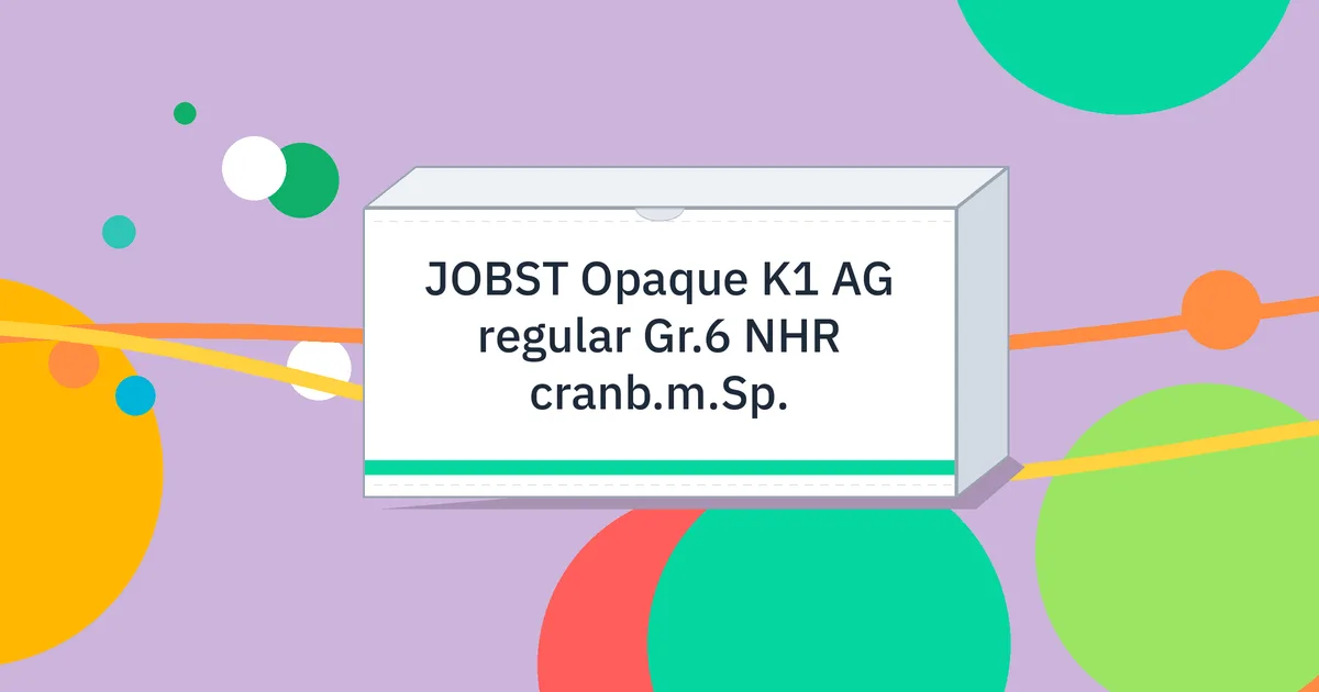 Symbolbild: Packung mit der Aufschrift JOBST Opaque K1 AG regular Gr.6 NHR cranb.m.Sp. (PZN 13091458) – Verfügbarkeit und Bezug in Apotheken in Frankfurt am Main