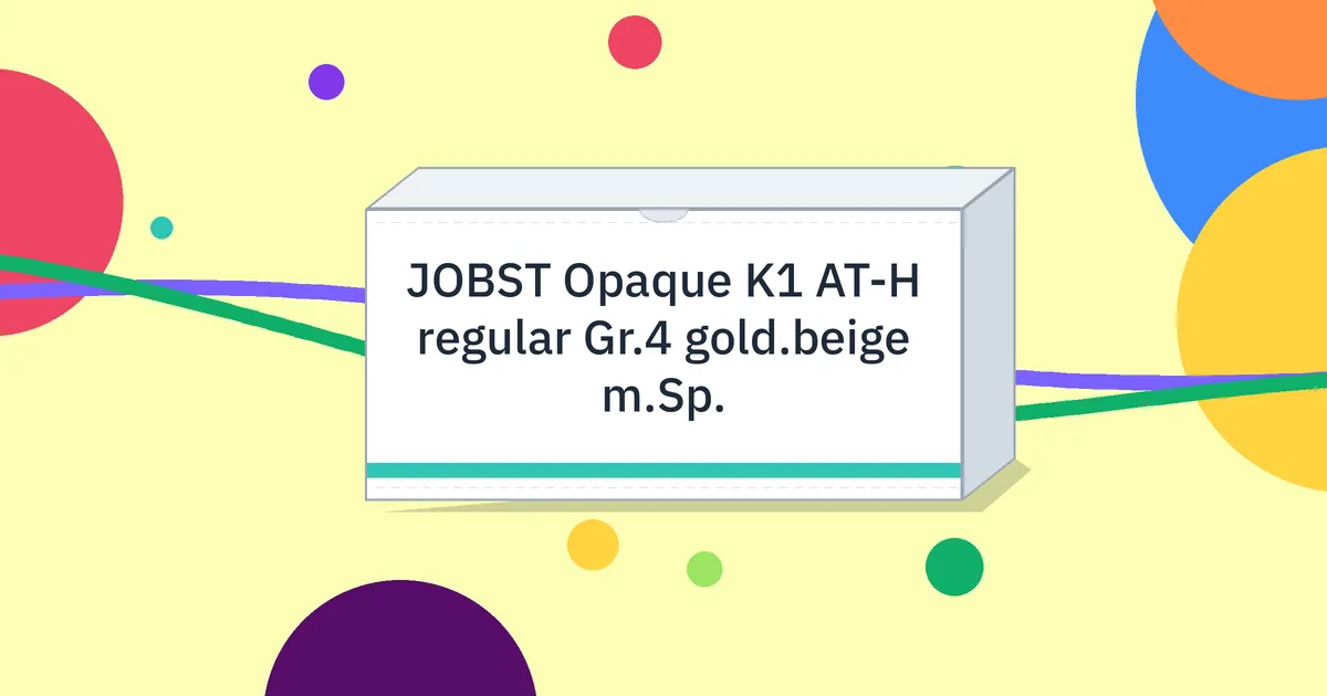Symbolbild: Packung mit der Aufschrift JOBST Opaque K1 AT-H regular Gr.4 gold.beige m.Sp. (PZN 16274805) – Verfügbarkeit und Bezug in Apotheken in Frankfurt am Main