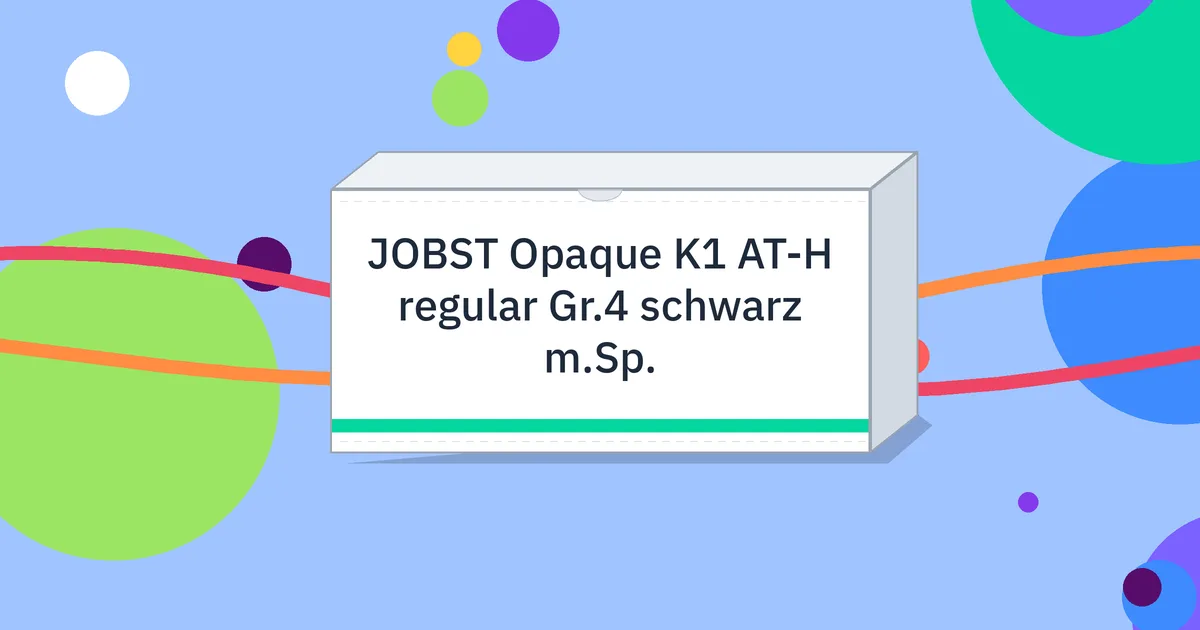 Symbolbild: Packung mit der Aufschrift JOBST Opaque K1 AT-H regular Gr.4 schwarz m.Sp. (PZN 13105462) – Verfügbarkeit und Bezug in Apotheken in Frankfurt am Main