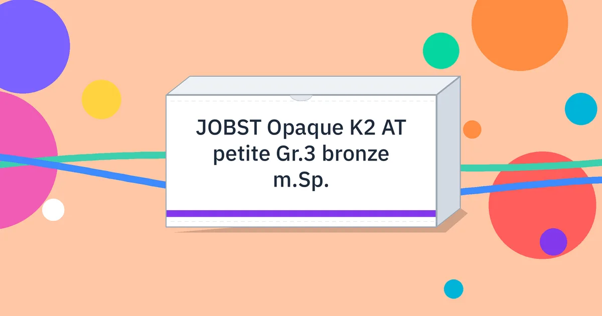 Symbolbild: Packung mit der Aufschrift JOBST Opaque K2 AT petite Gr.3 bronze m.Sp. (PZN 13119398) – Verfügbarkeit und Bezug in Apotheken in Frankfurt am Main