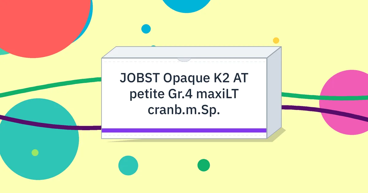Symbolbild: Packung mit der Aufschrift JOBST Opaque K2 AT petite Gr.4 maxiLT cranb.m.Sp. (PZN 13118625) – Verfügbarkeit und Bezug in Apotheken in Frankfurt am Main