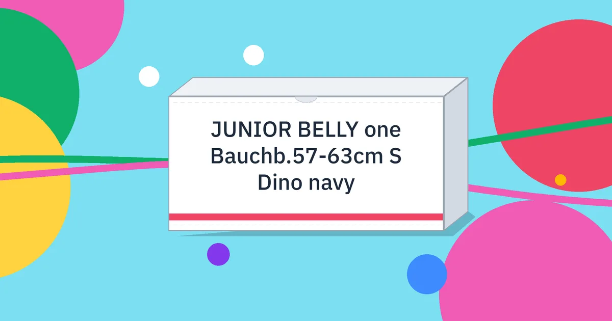 Symbolbild: Packung mit der Aufschrift JUNIOR BELLY one Bauchb.57-63cm S Dino navy (PZN 13247630) – Verfügbarkeit und Bezug in Apotheken in Frankfurt am Main