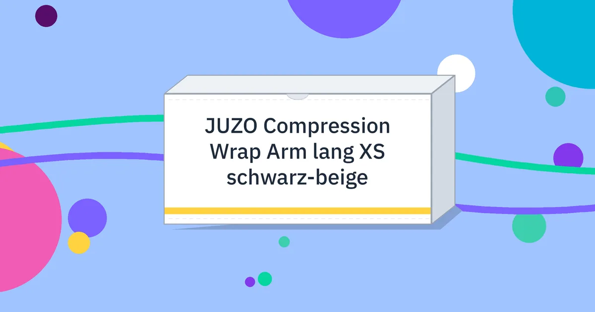 Symbolbild: Packung mit der Aufschrift JUZO Compression Wrap Arm lang XS schwarz-beige (PZN 16143687) – Verfügbarkeit und Bezug in Apotheken in Frankfurt am Main