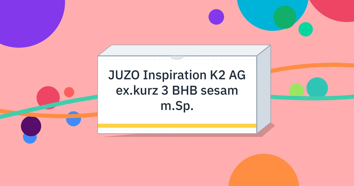 Symbolbild: Packung mit der Aufschrift JUZO Inspiration K2 AG ex.kurz 3 BHB sesam m.Sp. (PZN 14835429) – Verfügbarkeit und Bezug in Apotheken in Frankfurt am Main