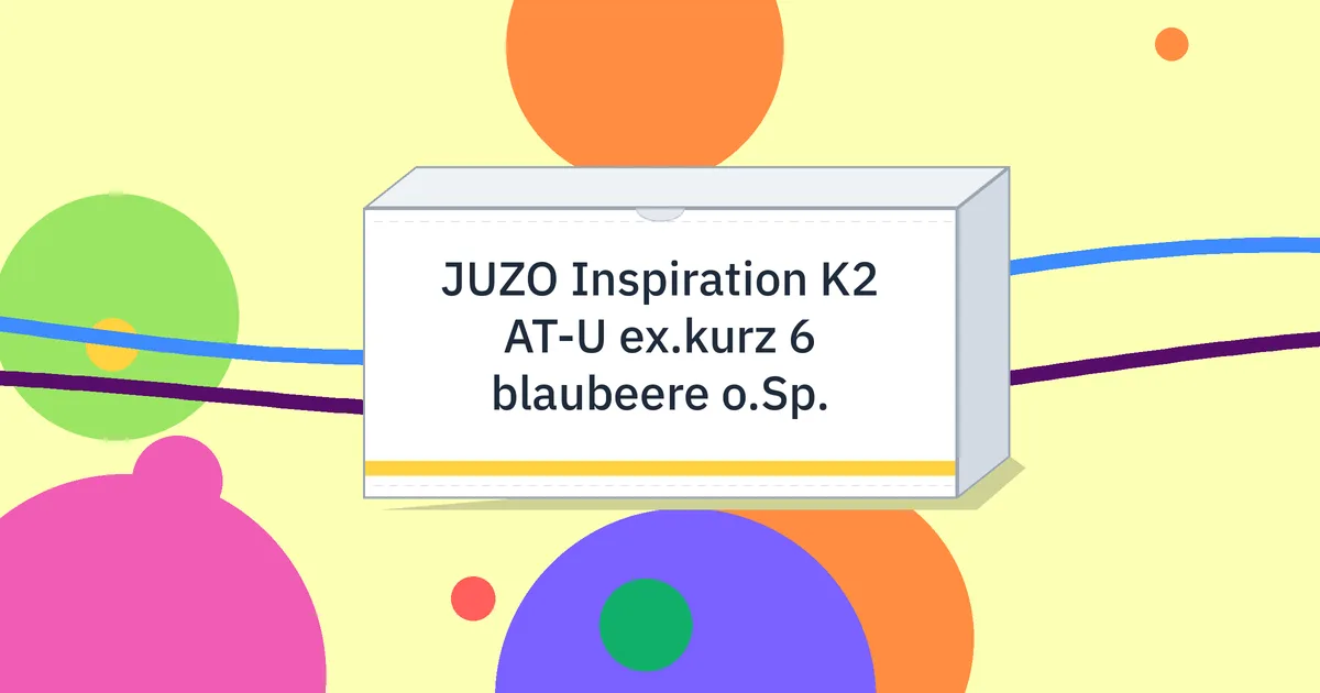 Symbolbild: Packung mit der Aufschrift JUZO Inspiration K2 AT-U ex.kurz 6 blaubeere o.Sp. (PZN 14930493) – Verfügbarkeit und Bezug in Apotheken in Frankfurt am Main