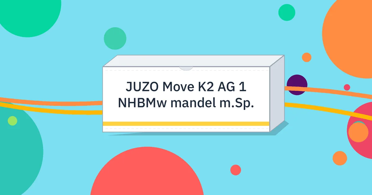 Symbolbild: Packung mit der Aufschrift JUZO Move K2 AG 1 NHBMw mandel m.Sp. (PZN 16644107) – Verfügbarkeit und Bezug in Apotheken in Frankfurt am Main