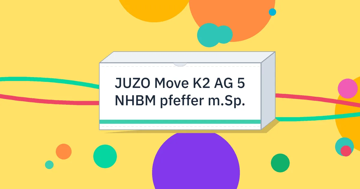 Symbolbild: Packung mit der Aufschrift JUZO Move K2 AG 5 NHBM pfeffer m.Sp. (PZN 16642321) – Verfügbarkeit und Bezug in Apotheken in Frankfurt am Main