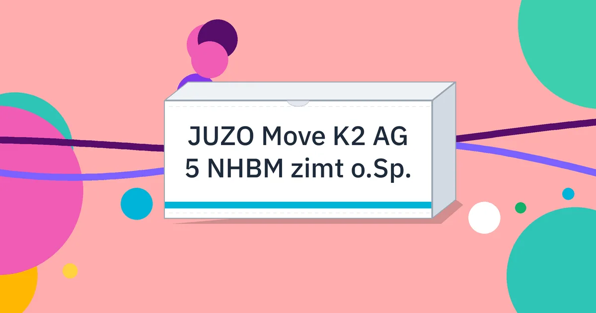 Symbolbild: Packung mit der Aufschrift JUZO Move K2 AG 5 NHBM zimt o.Sp. (PZN 18525306) – Verfügbarkeit und Bezug in Apotheken in Frankfurt am Main