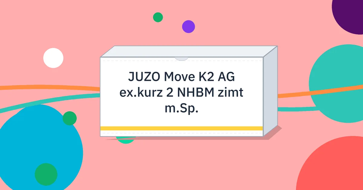 Symbolbild: Packung mit der Aufschrift JUZO Move K2 AG ex.kurz 2 NHBM zimt m.Sp. (PZN 18531212) – Verfügbarkeit und Bezug in Apotheken in Frankfurt am Main
